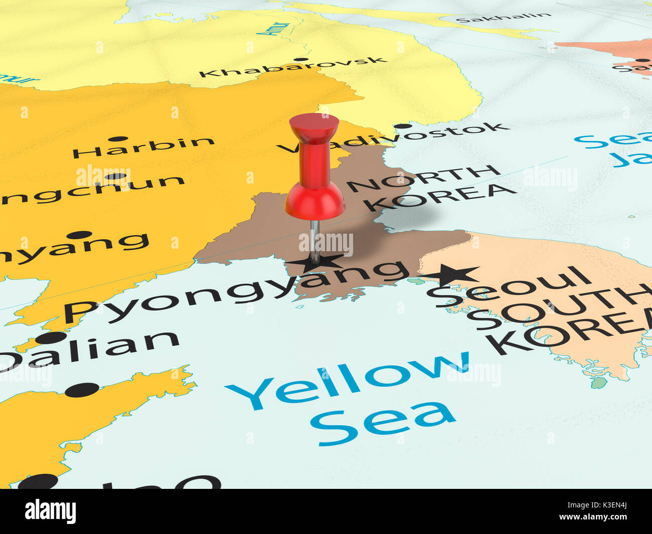 Pushpin on Pyongyang map background. 3d illustration Stock Photo - Alamy