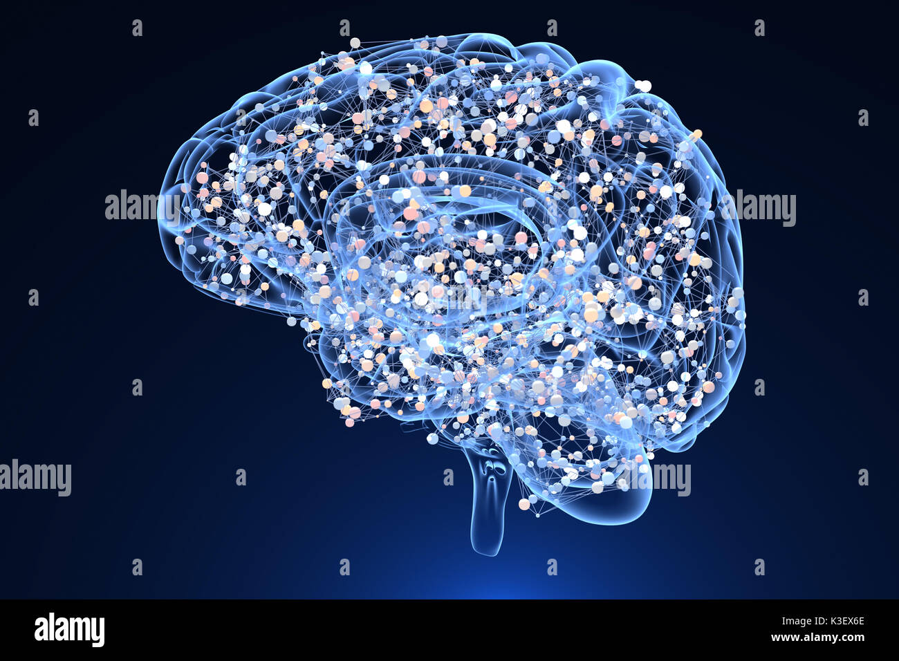 Brain activity during thinking. 3D illustration Stock Photo - Alamy