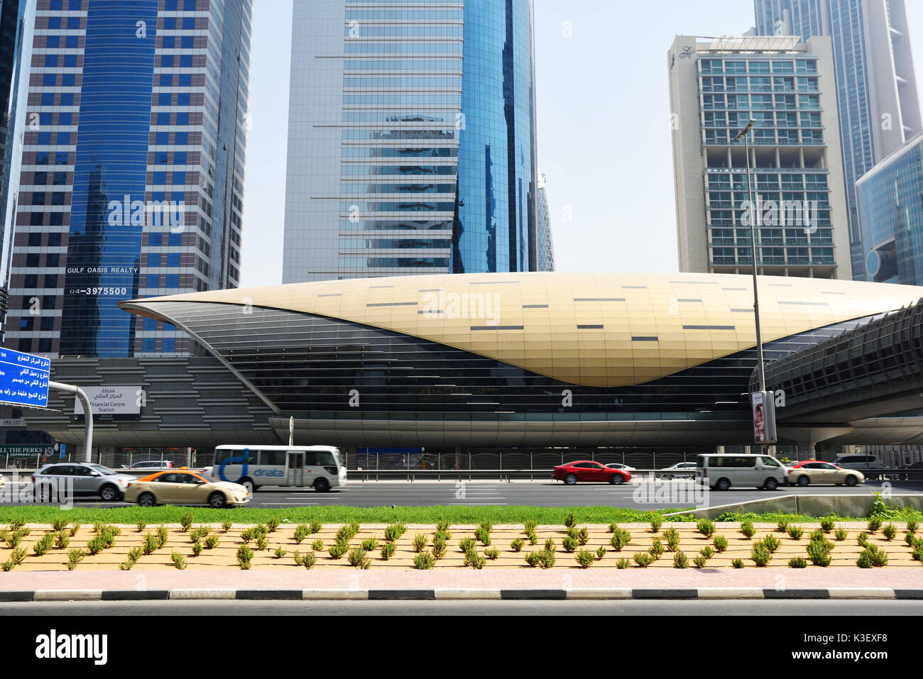 DUBAI, UNITED ARAB EMIRATES - Oct 8, 2016:View of the Metro line at ...