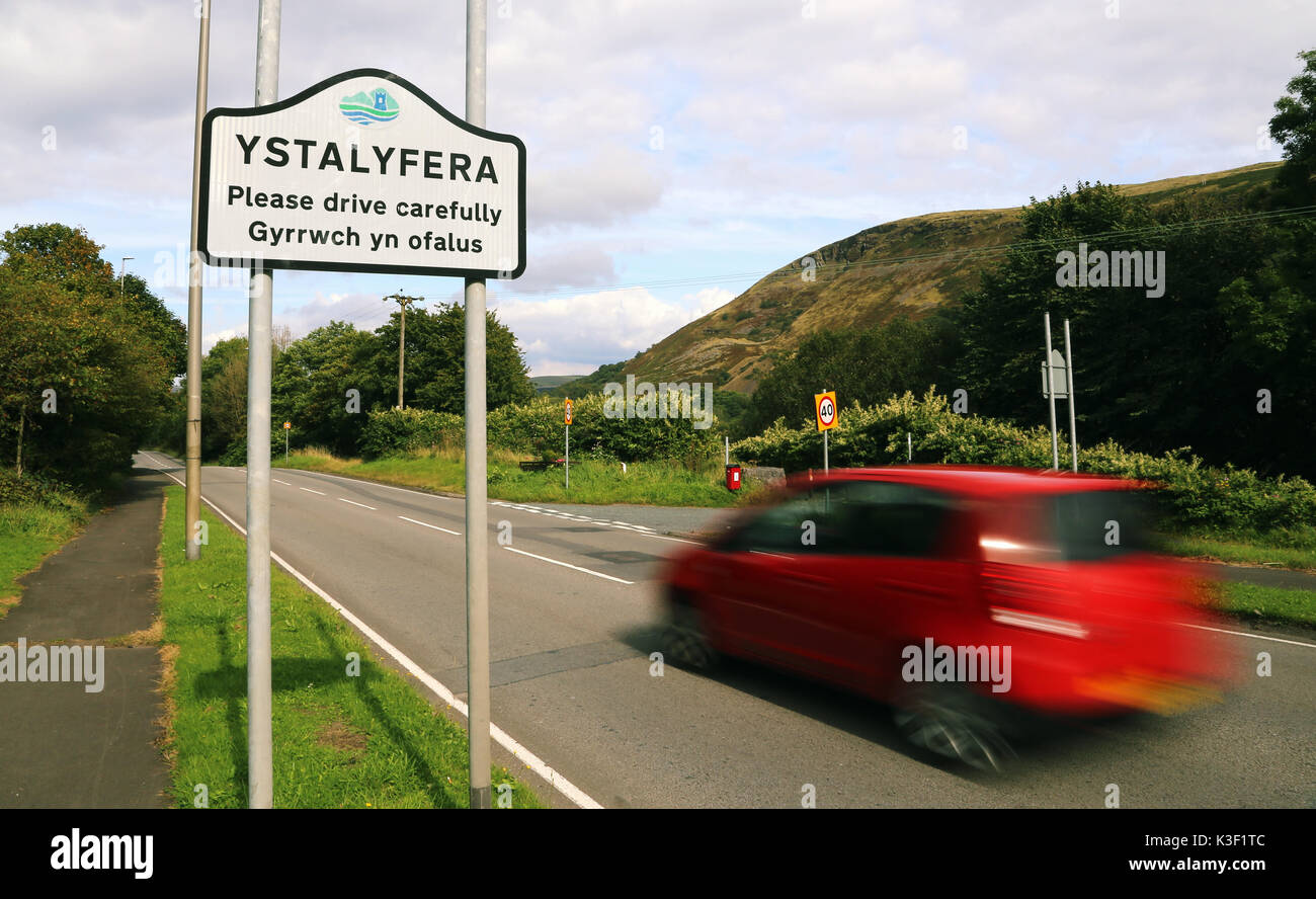 An Ystalyfera sign on the A4067 in Wales, UK. Saturday 02 September ...