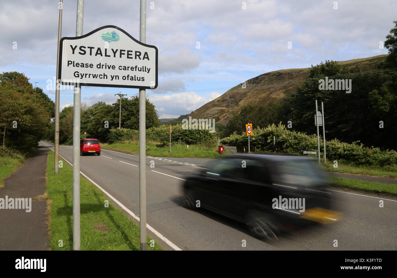 An Ystalyfera sign on the A4067 in Wales, UK. Saturday 02 September ...