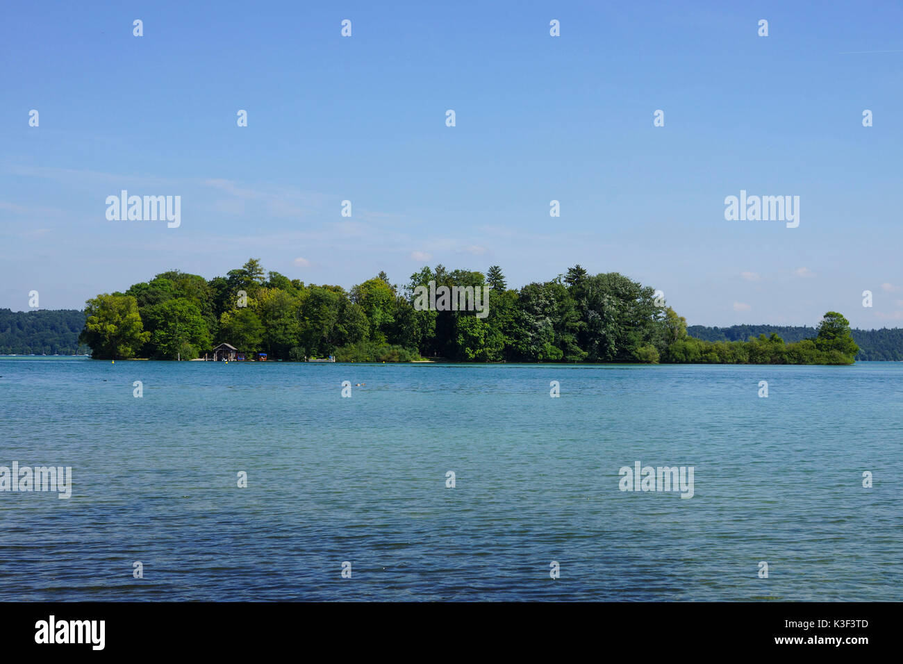 The rose island near Feldafing, Lake Starnberg (Starnberger See) Bavaria, Upper Bavaria, Germany ...