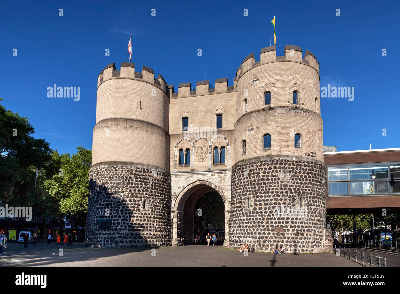 City gate Hahnentor at the Rudolfsplatz, Cologne, North Rhine ...