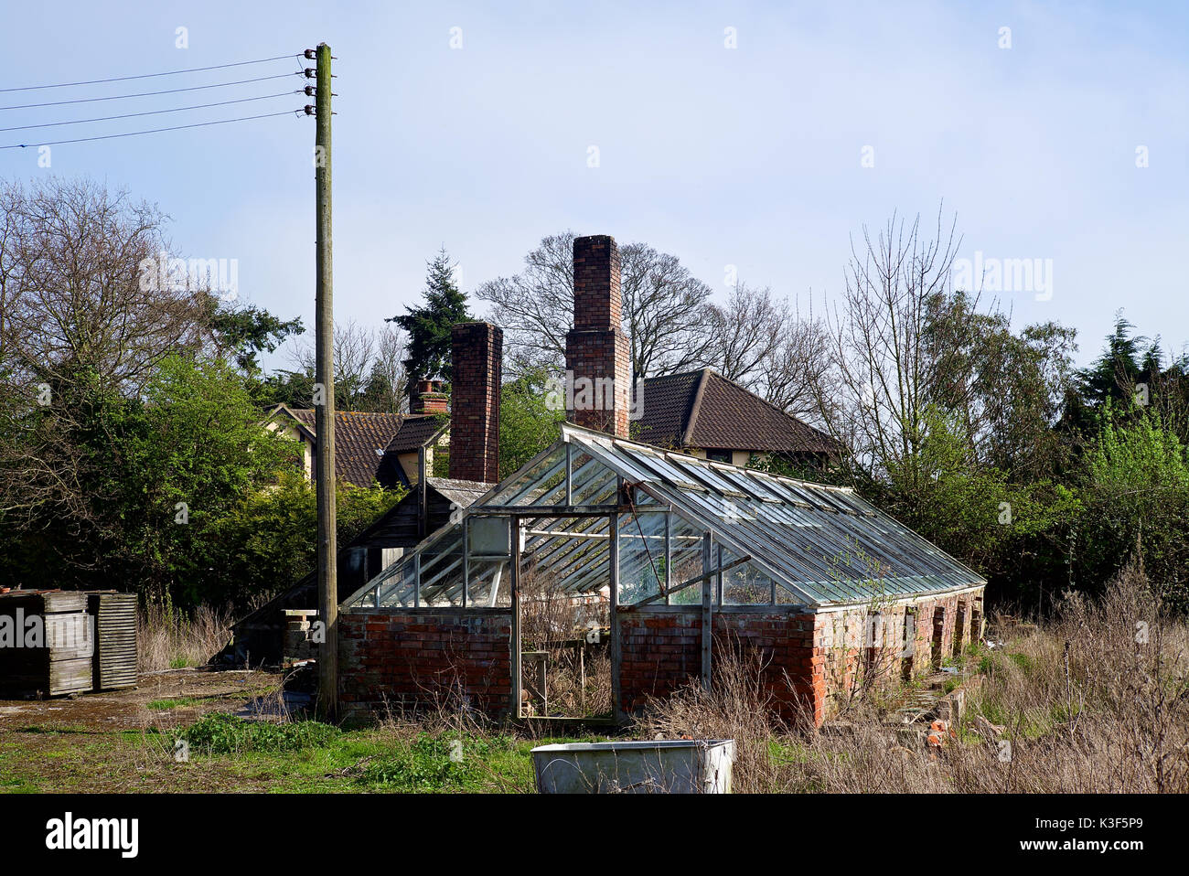Rundown Kidby Nurseries, Little Clacton, Essex, in a state of decline ...