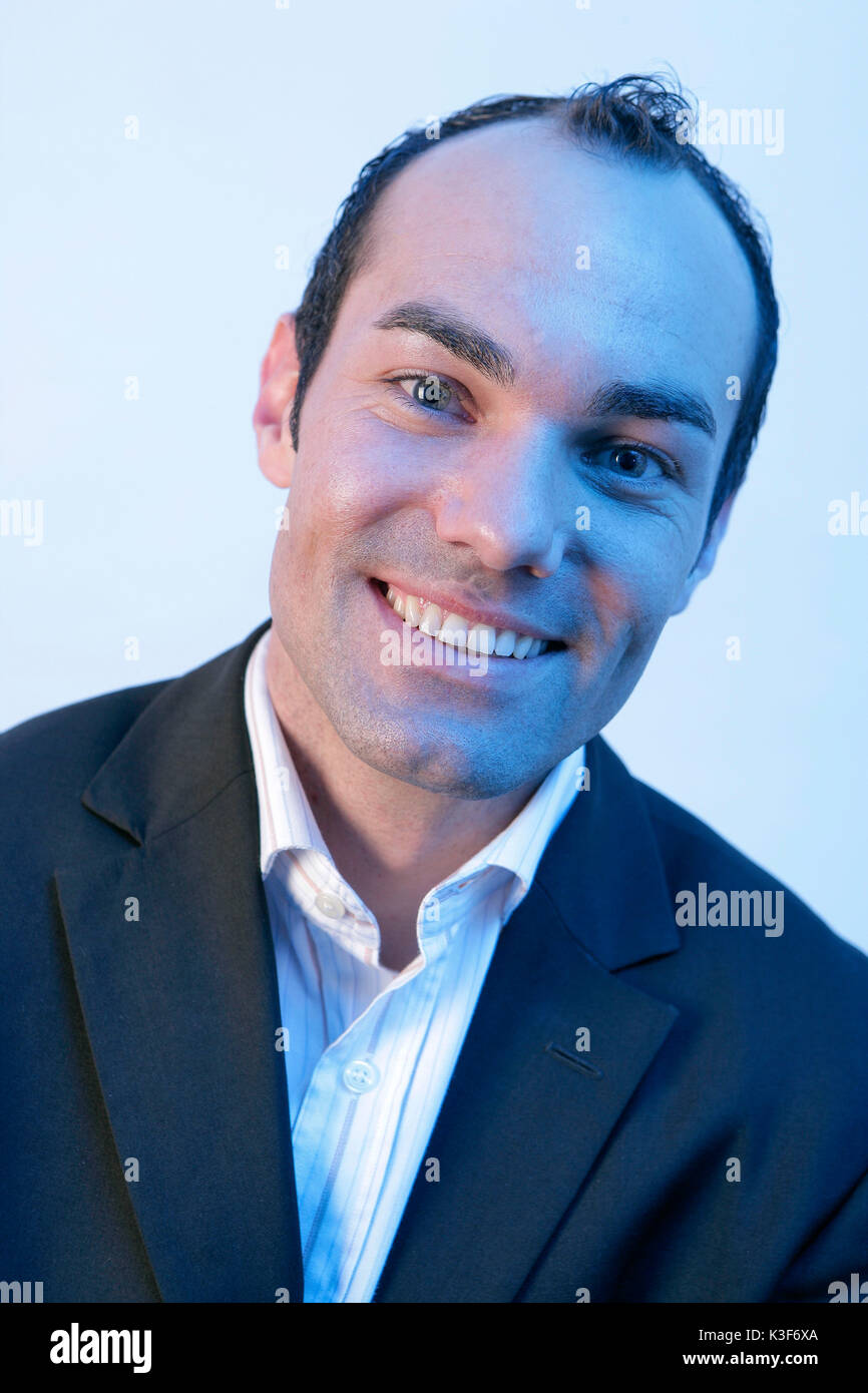 Portrait of a Young man at half bald head Stock Photo - Alamy