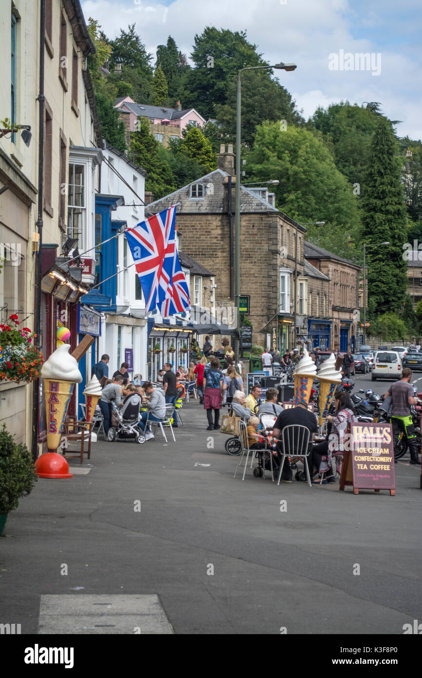 Union Jack Flags flying over cafes and tea shops on North Parade at ...