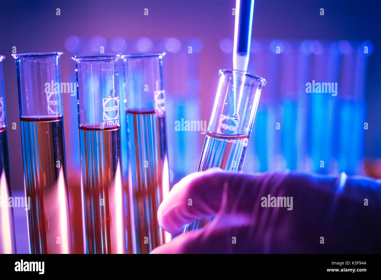 blody fluid harvesting from test tube at the laboratory Stock Photo - Alamy