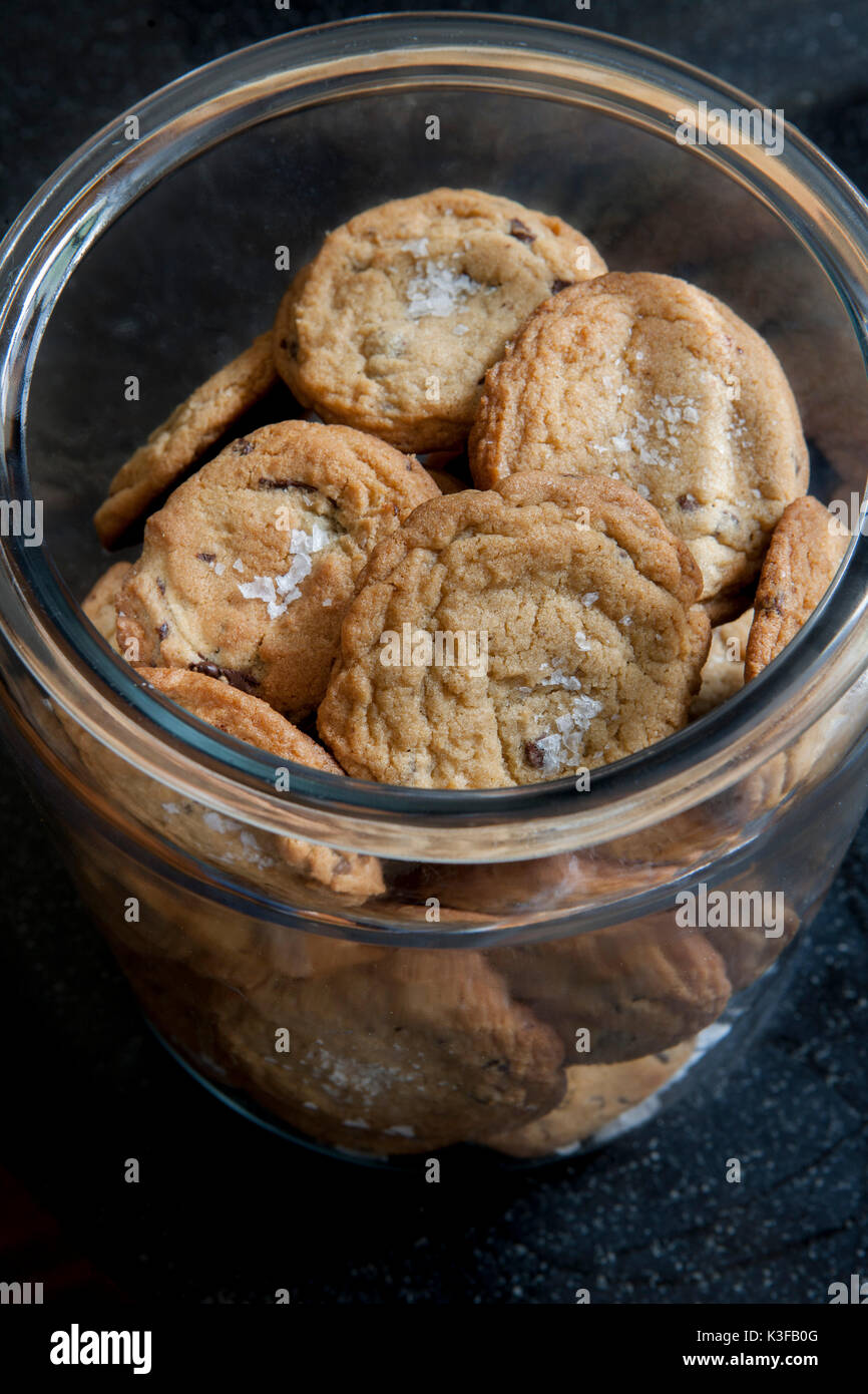Close Up, High Angle View of Cookie Jar Filled with Chocolate Chip ...