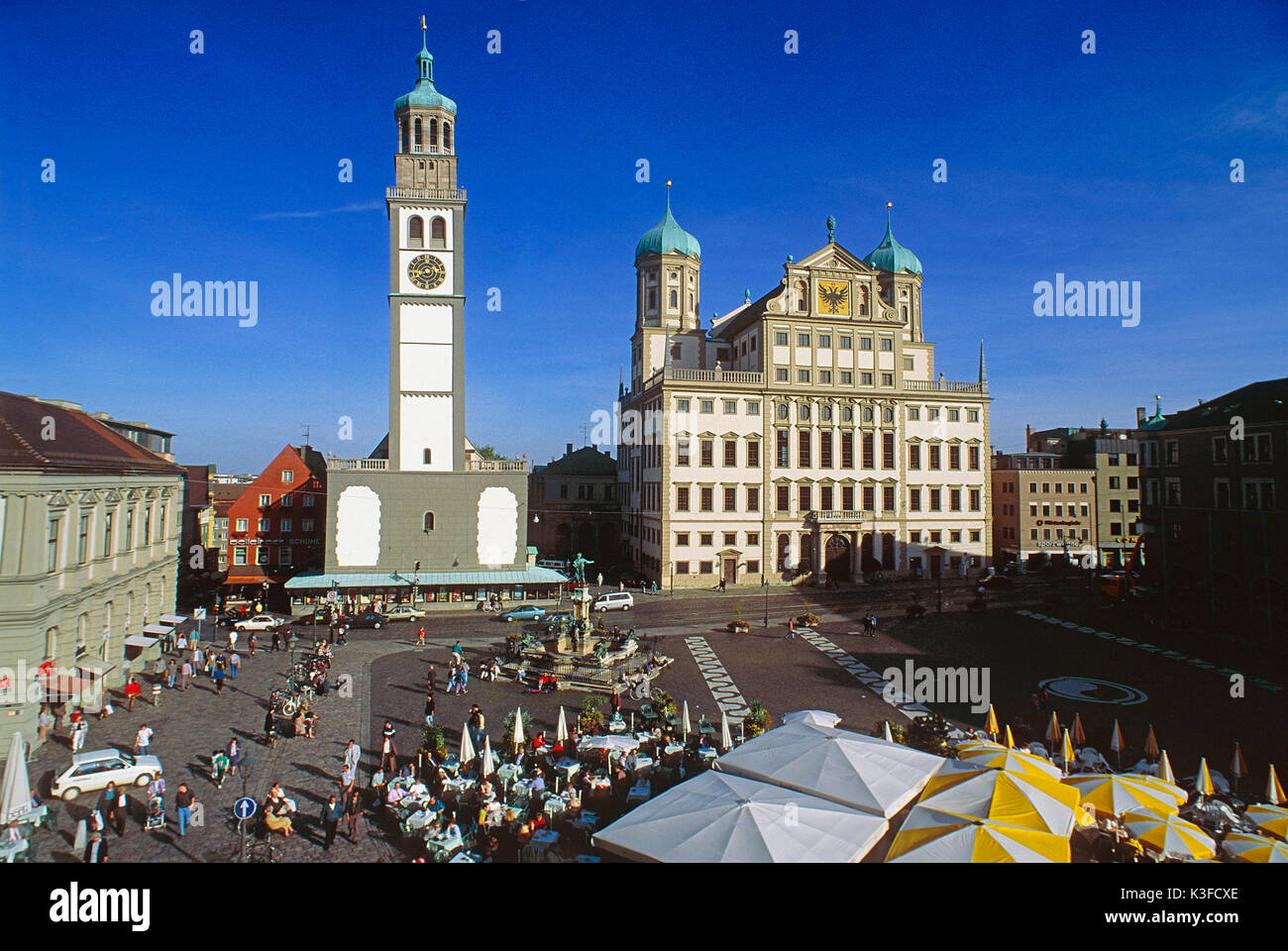 The city hall and the perlachturm of augsburg hi-res stock photography ...