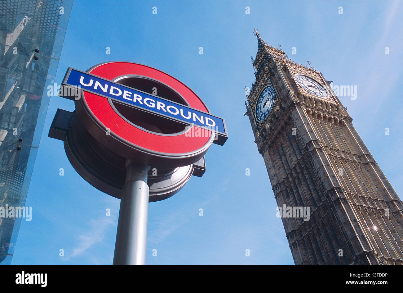 Underground sign and Big Ben, London Stock Photo - Alamy