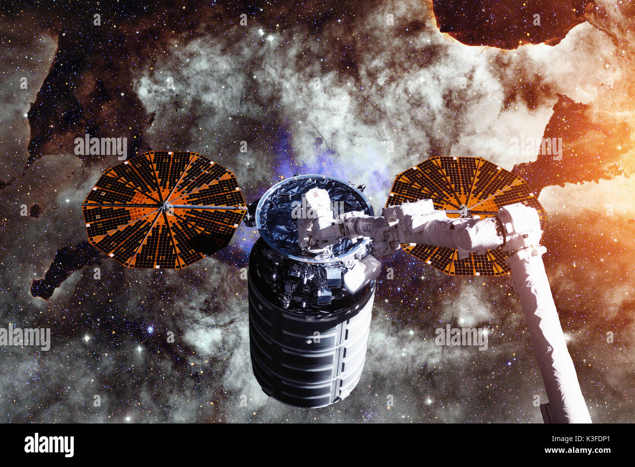 Cargo spacecraft - The Automated Transfer Vehicle over spiral galaxy ...