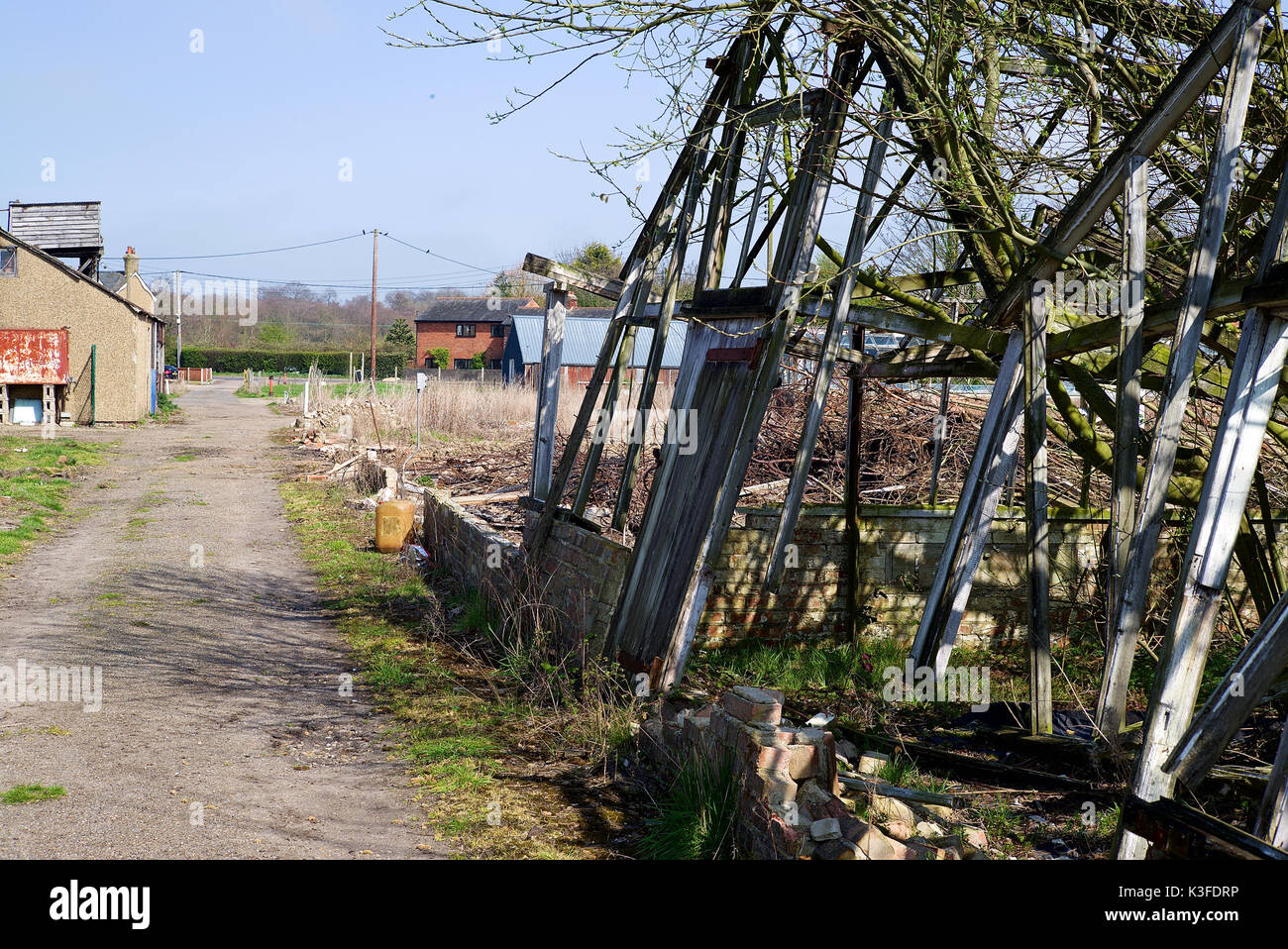 Rundown Kidby Nurseries, Little Clacton, Essex, in a state of decline ...