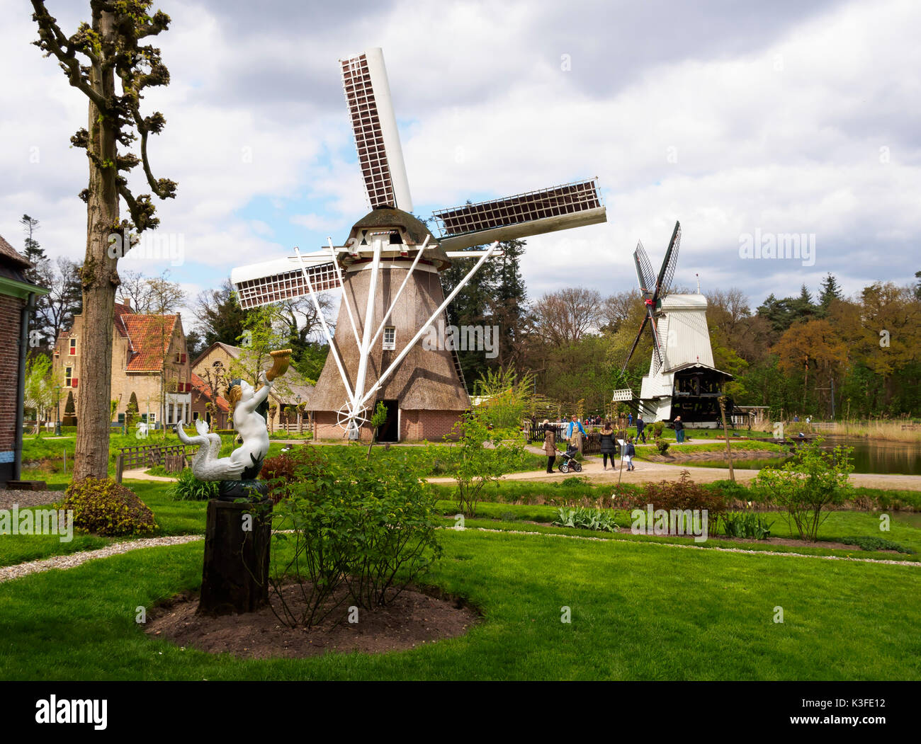Windmills at the Open Air Museum, Arnhem, Netherlands Stock Photo - Alamy