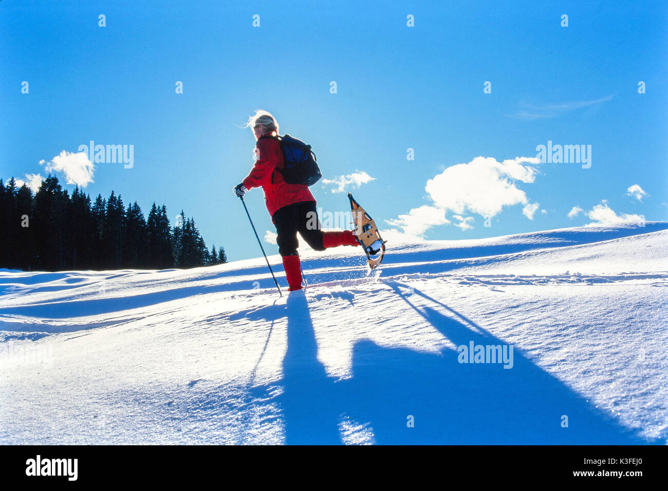Snow shoe walking Stock Photo - Alamy