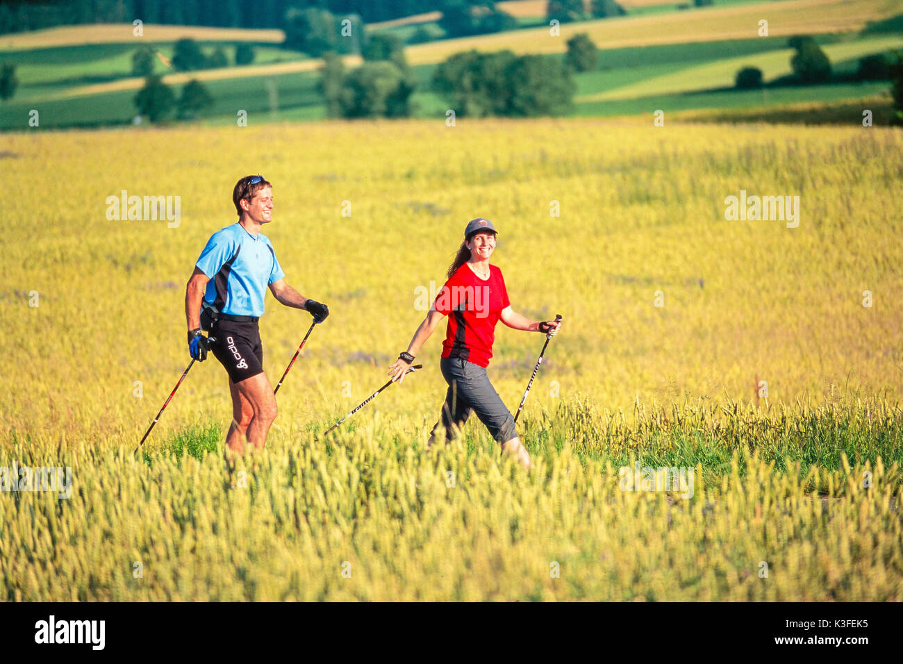 Woman nordic walking outdoors hi-res stock photography and images - Alamy