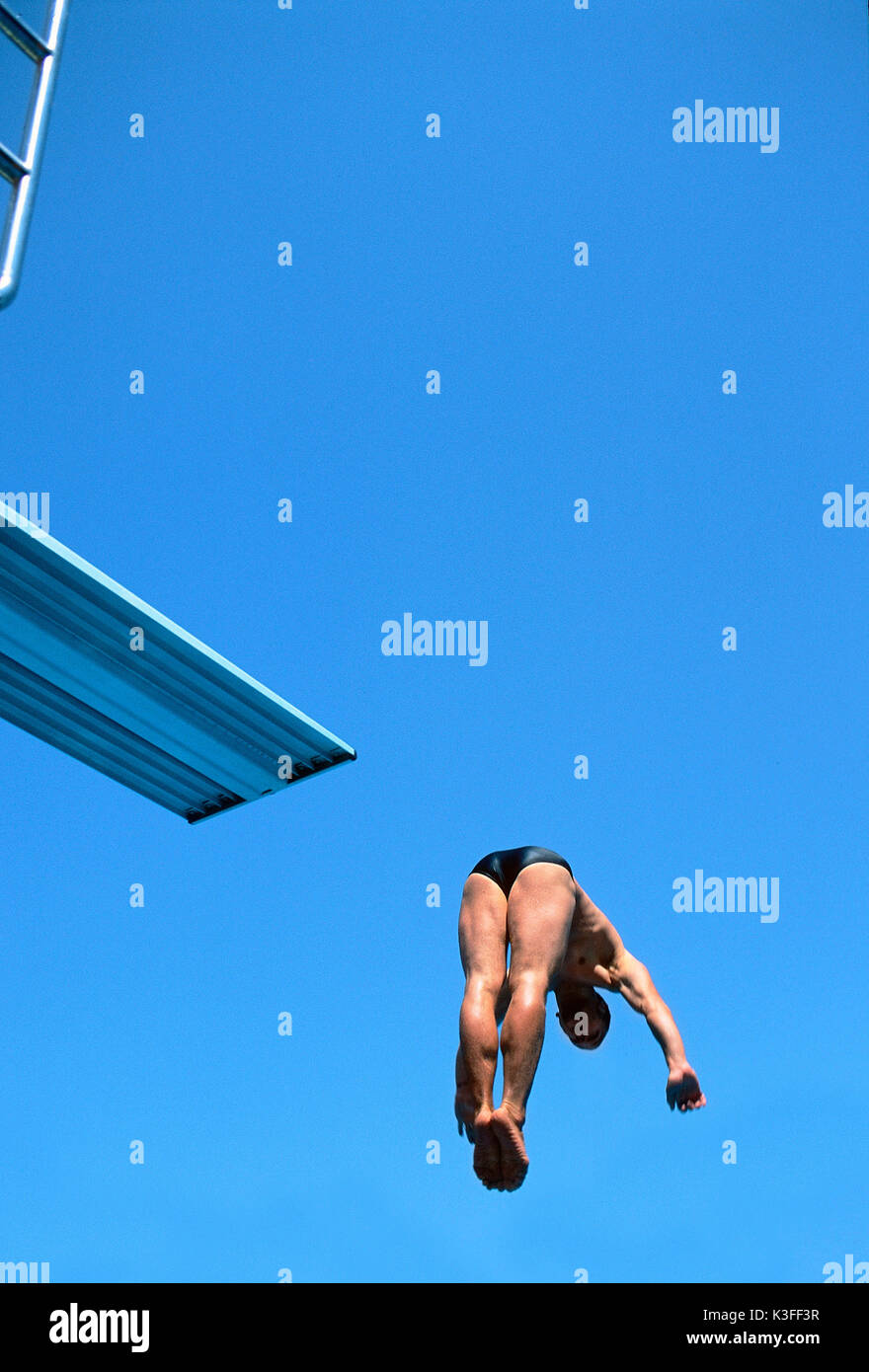 Tower jumper jumping of the springboard Stock Photo - Alamy