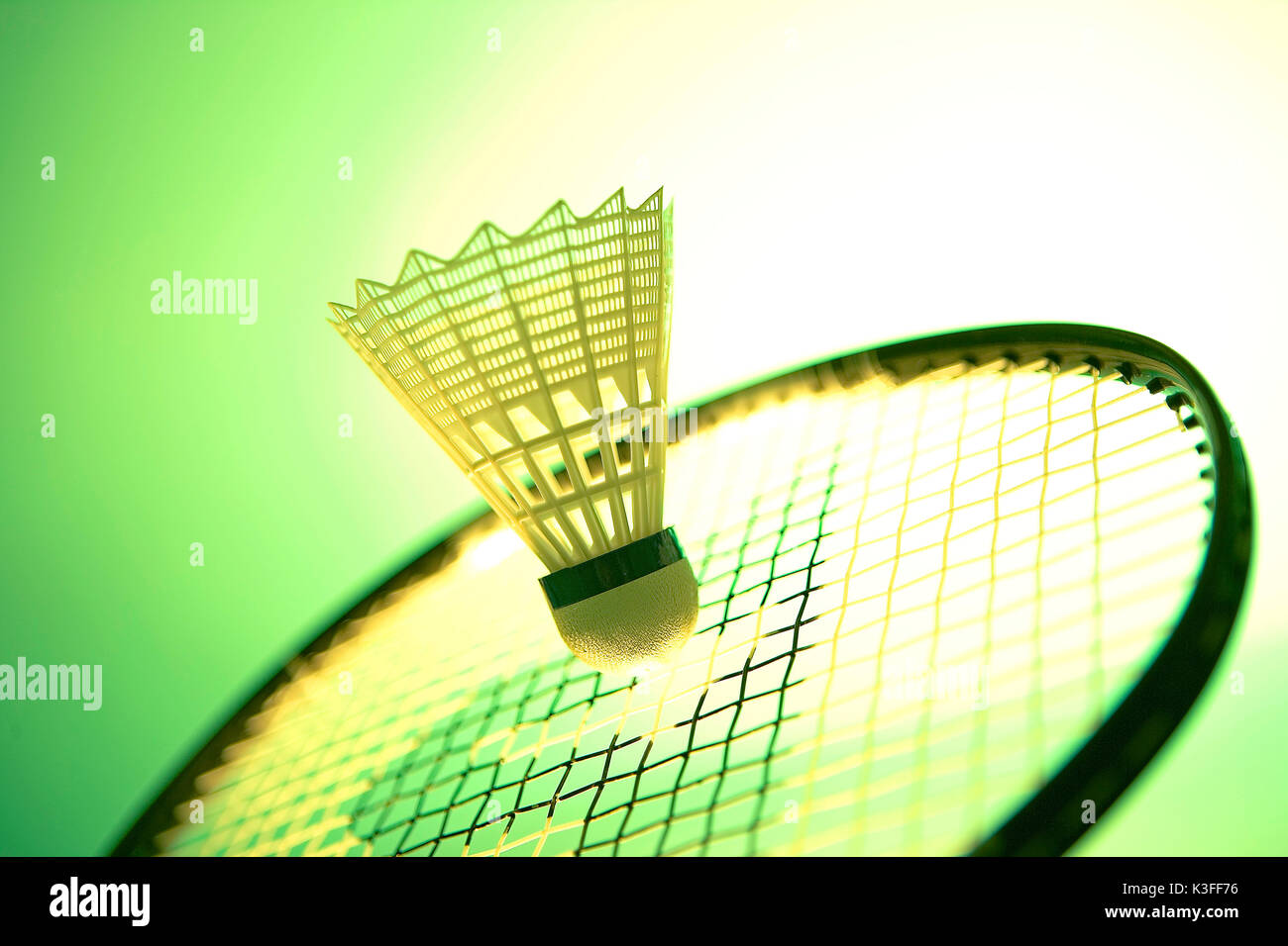 Badminton racquet and shuttlecock Stock Photo - Alamy