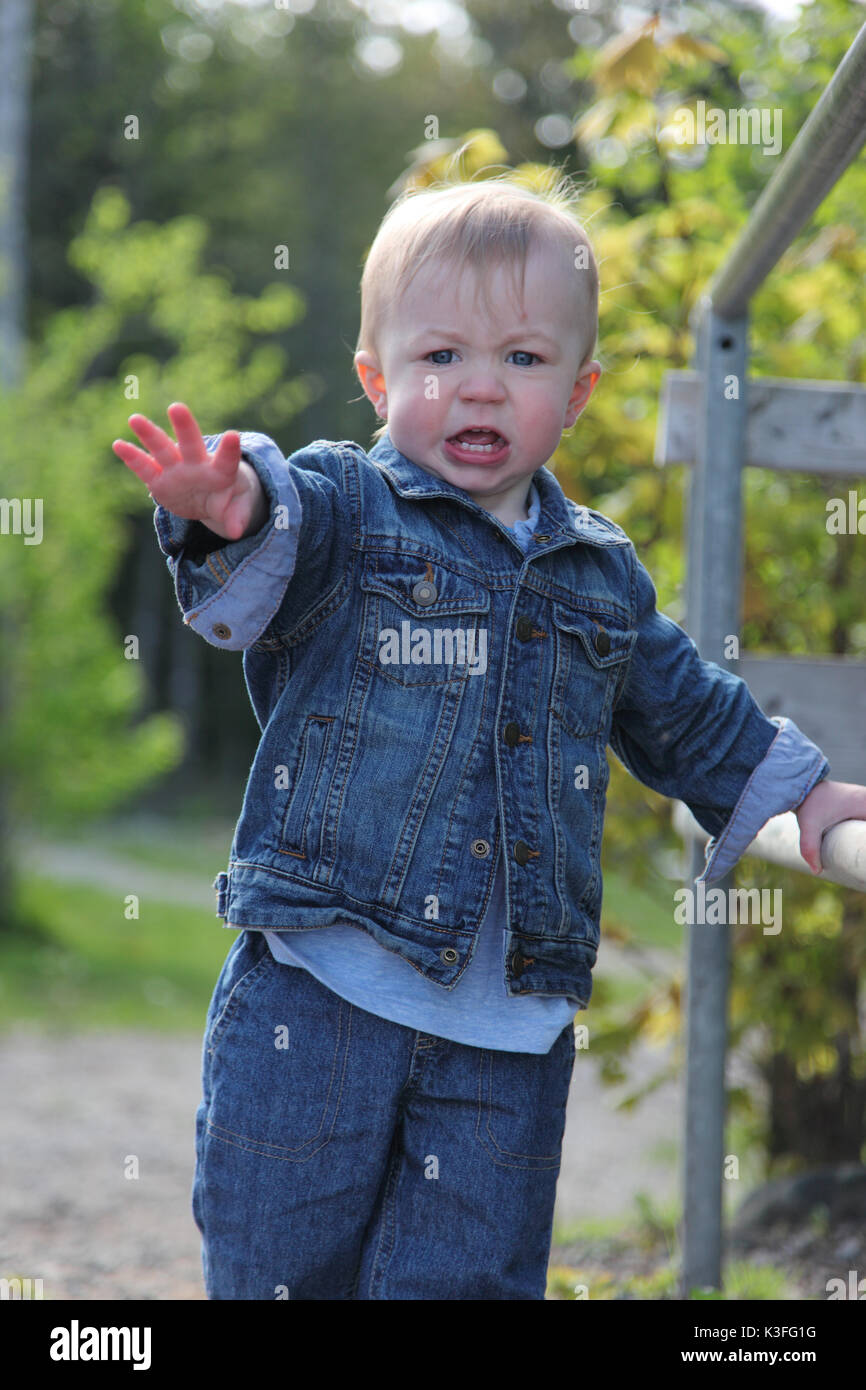 little boy hand out stop Stock Photo - Alamy