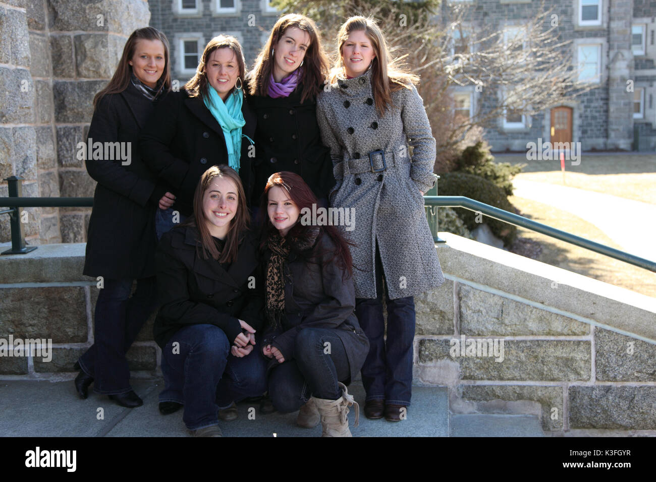 group of college girls on campus in fall Stock Photo - Alamy