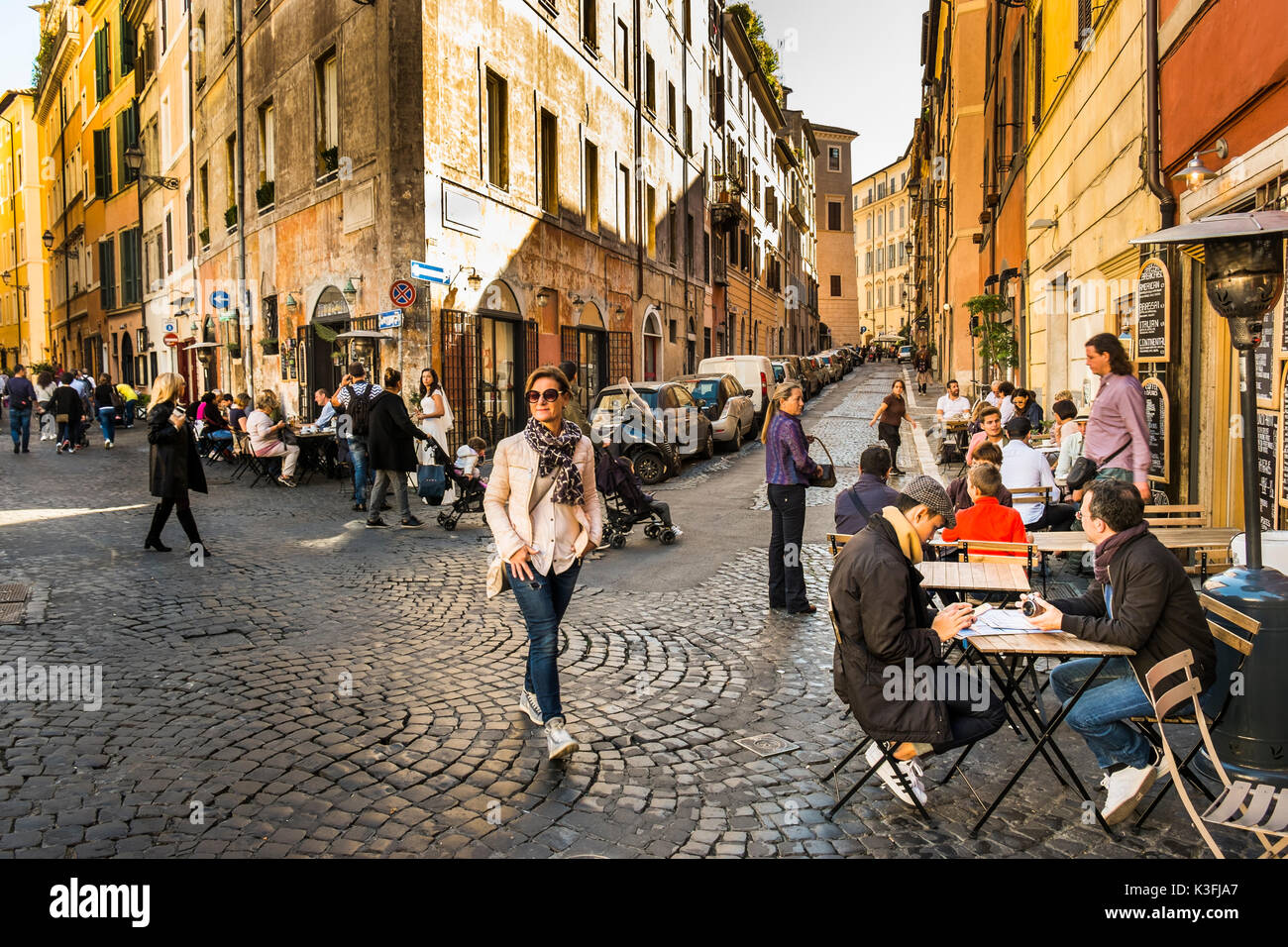 typical street scene in the historic city center, centro storico, with ...