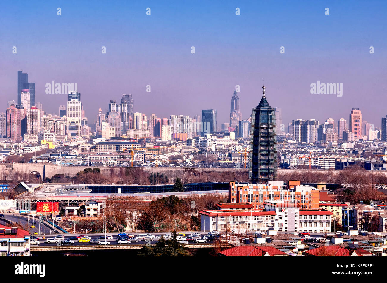 The new porcelain tower of Nanjing China under construction in the city ...