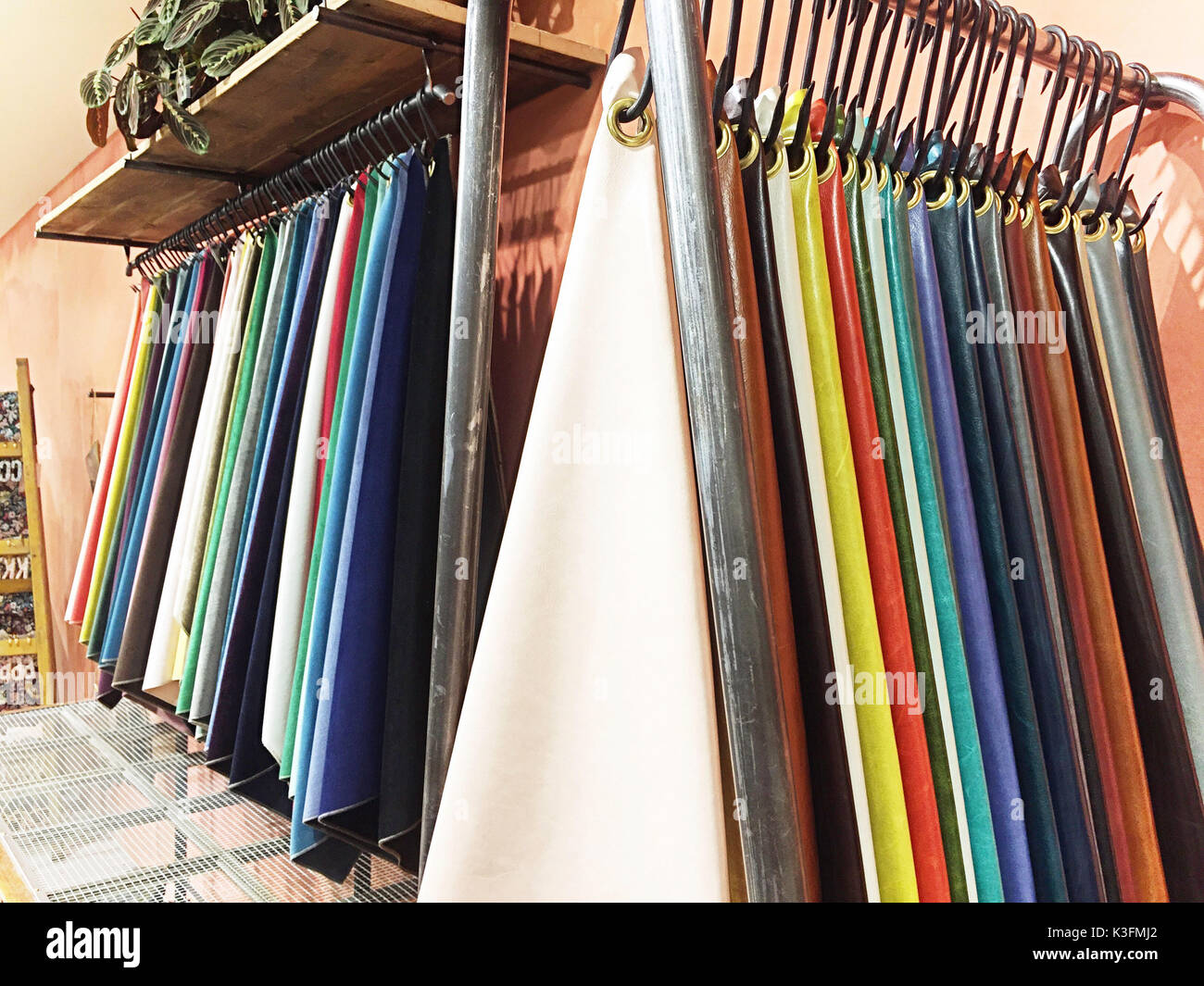 Hanging Colorful Upholstery Samples in Anthropologie Store, NYC, USA ...