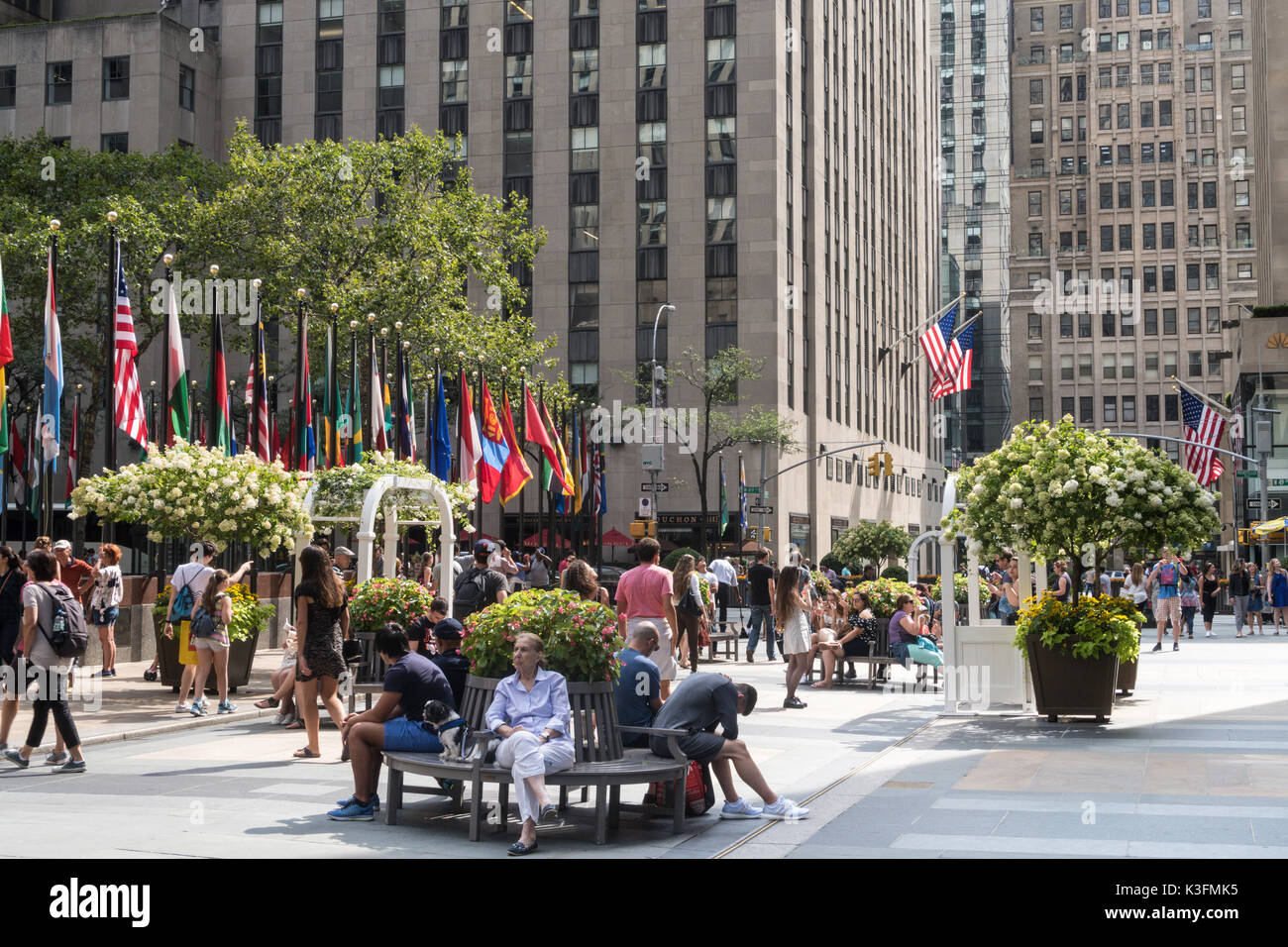 Rockefeller Center Plaza in Summer, NYC, USA Stock Photo - Alamy