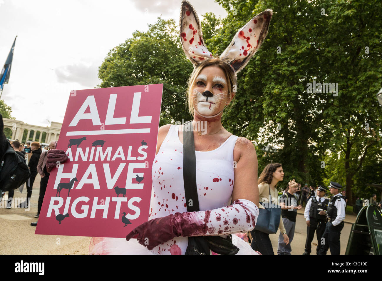 London, UK. 2nd September, 2017. Official Animal Rights March. Several ...