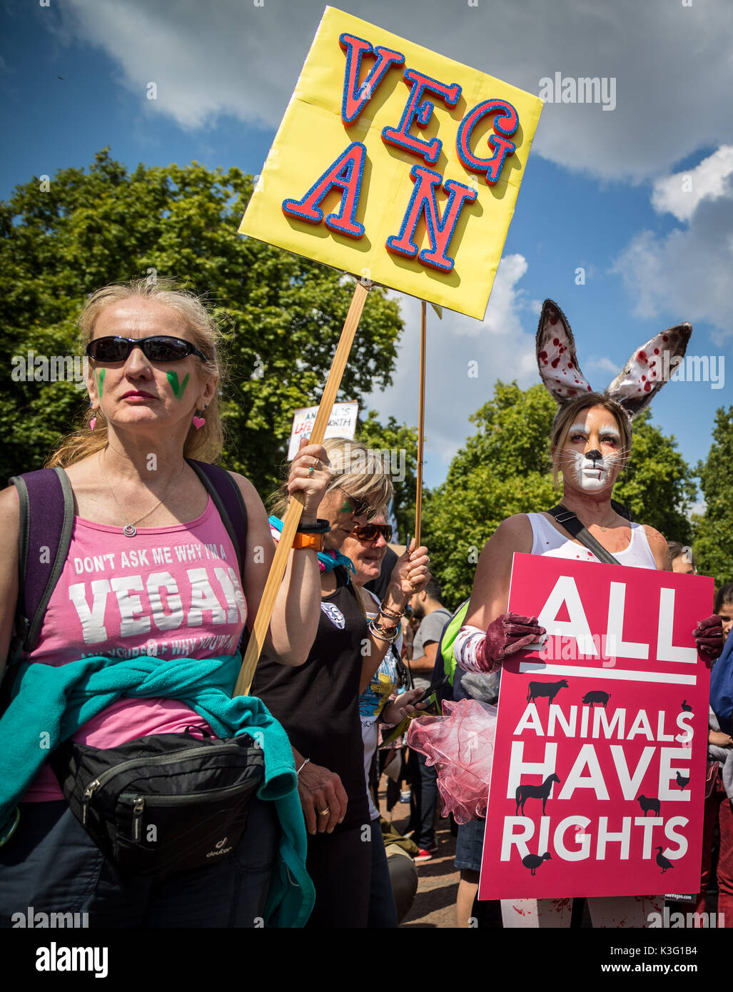 London, UK. 2nd September, 2017. Official Animal Rights March. Several ...
