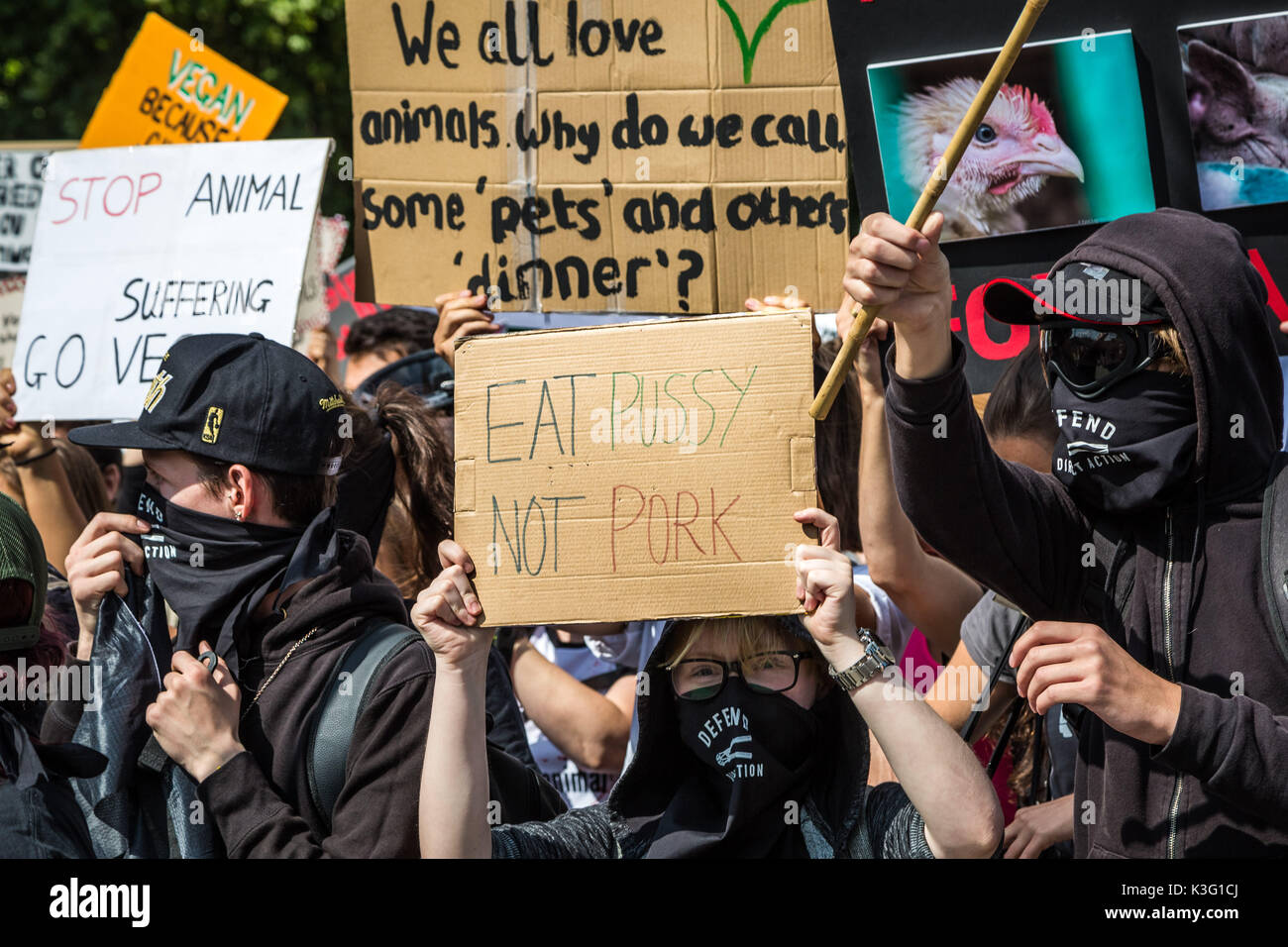 London, UK. 2nd September, 2017. Official Animal Rights March. Several ...