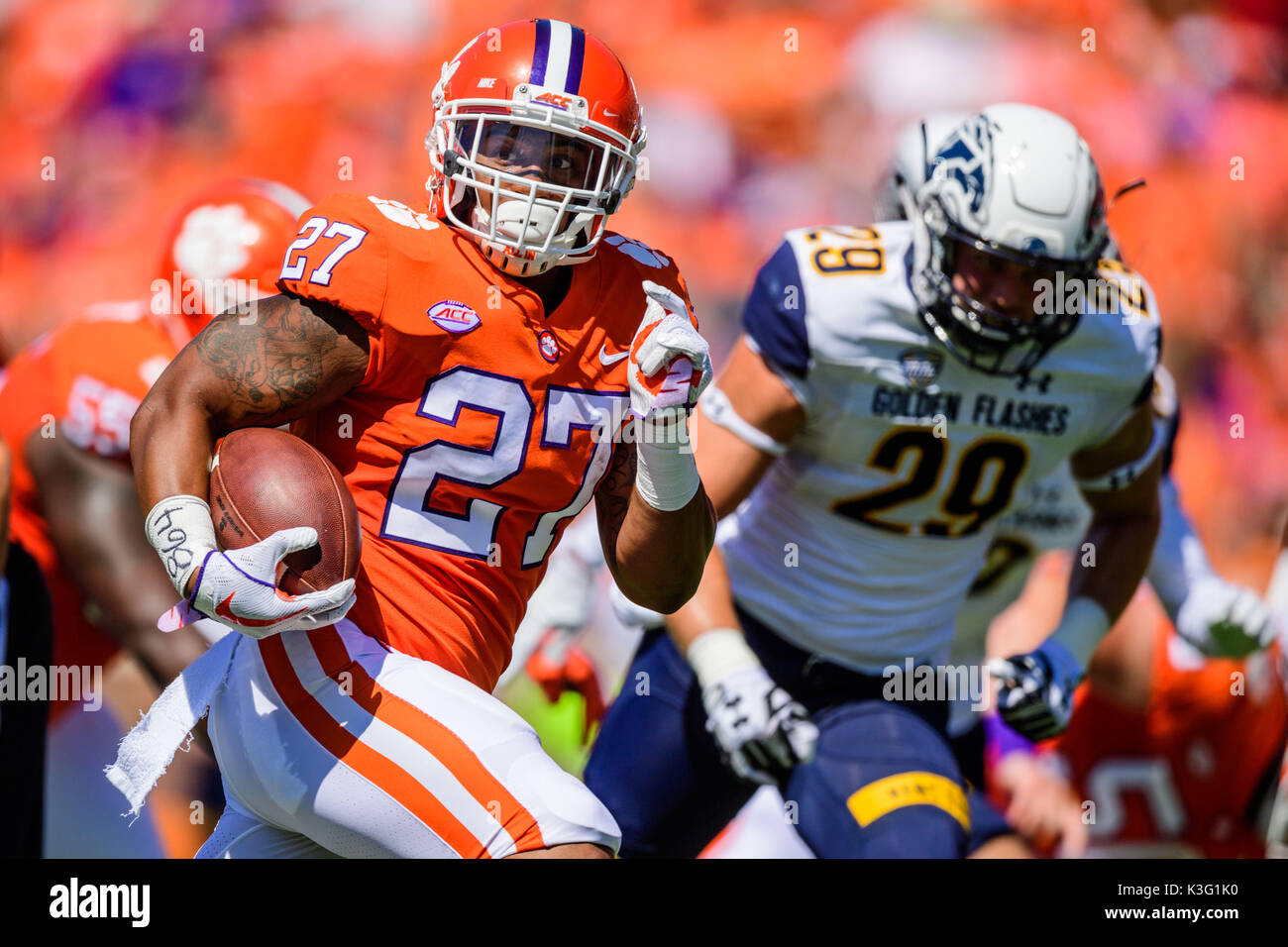 Clemson running back C.J. Fuller (27) during the NCAA college football ...