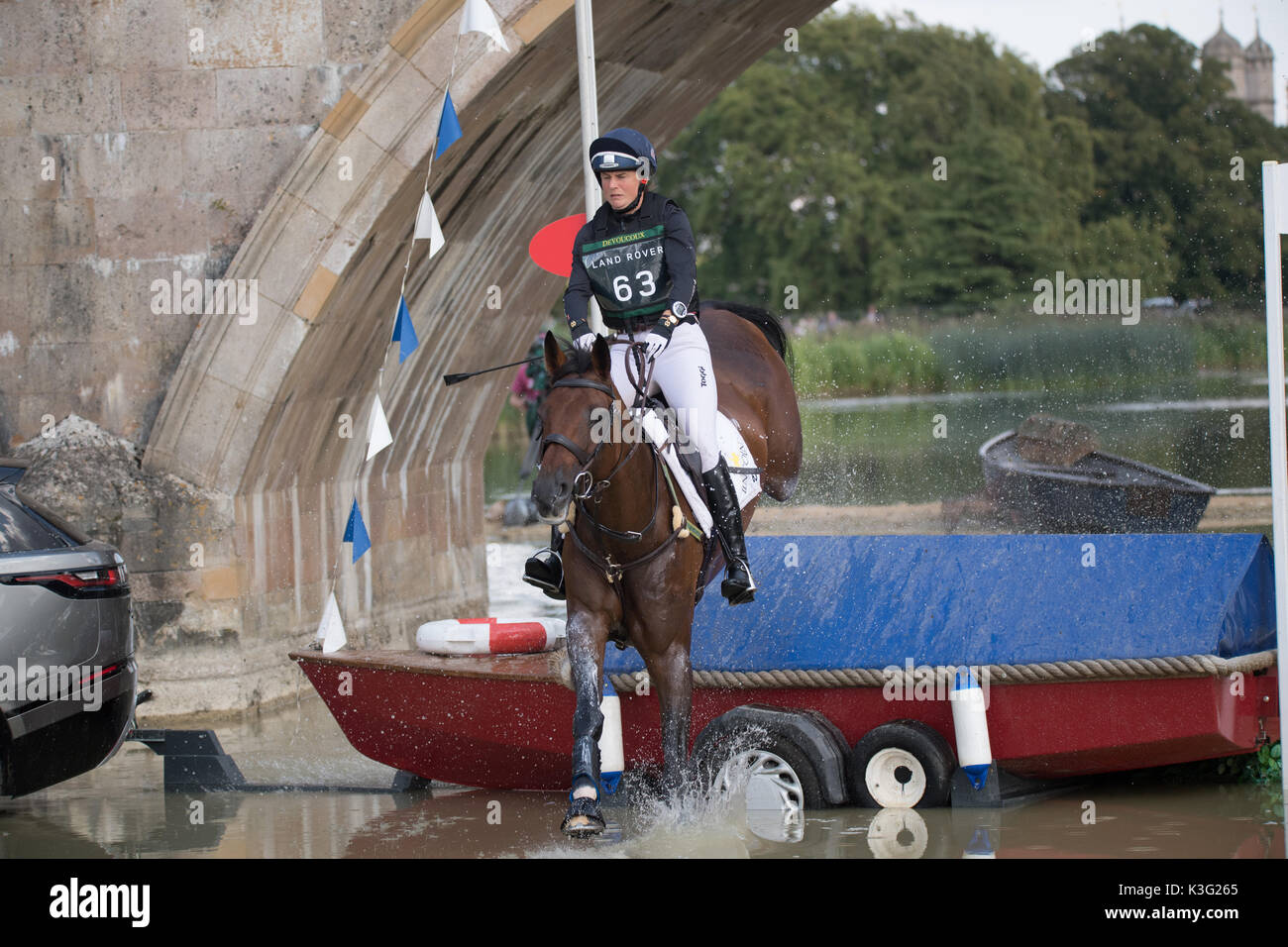 Stamford, Lincs, UK. 02nd Sep, 2017. Piggy French riding Vanir Kamira ...