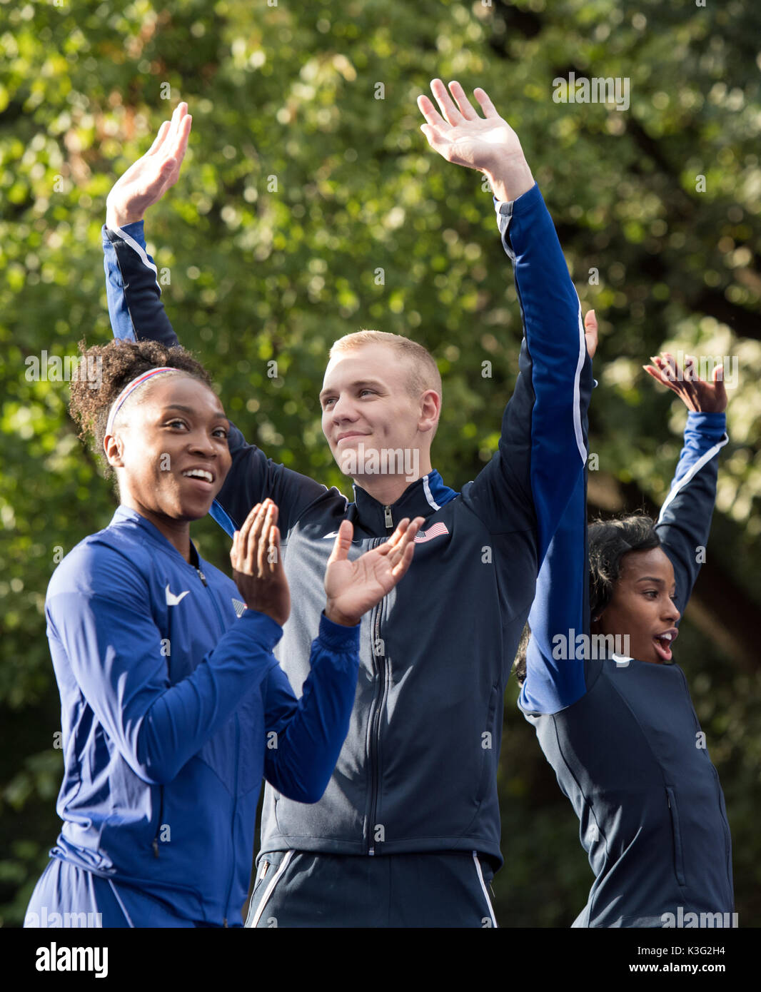 Berlin, Germany. 2nd Sep, 2017. The US team with long jump world ...