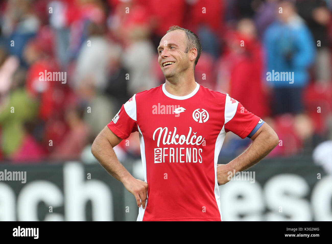 Mainz, Germany. 2nd Sep, 2017. Nikolce Noveski smiles after the FSV Mainz 05 vs "Nikolce and ...