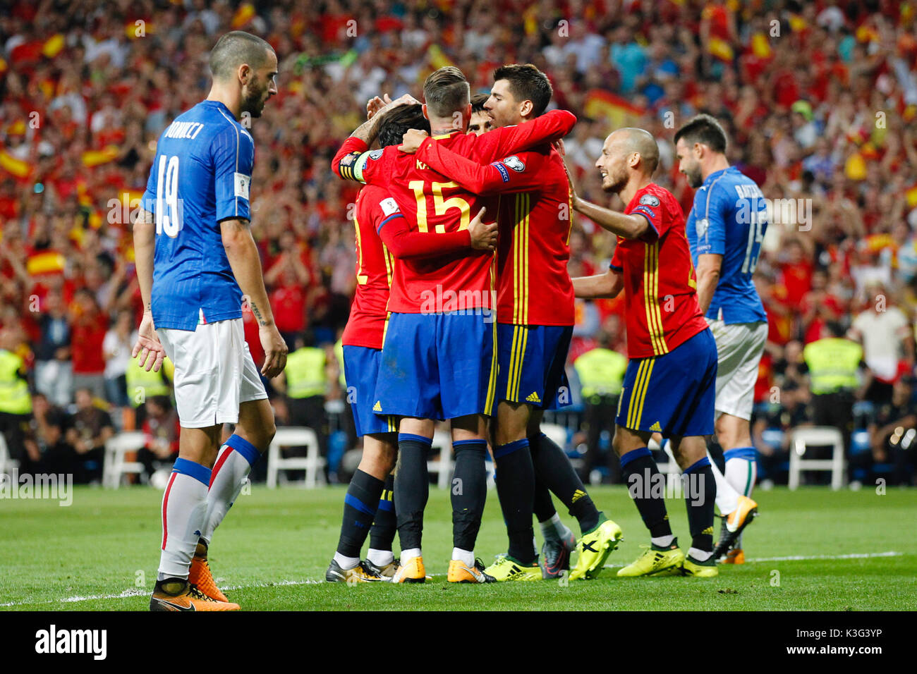 Alvaro Morata (9) Spanish player celebrates the (3,0) after scoring his ...