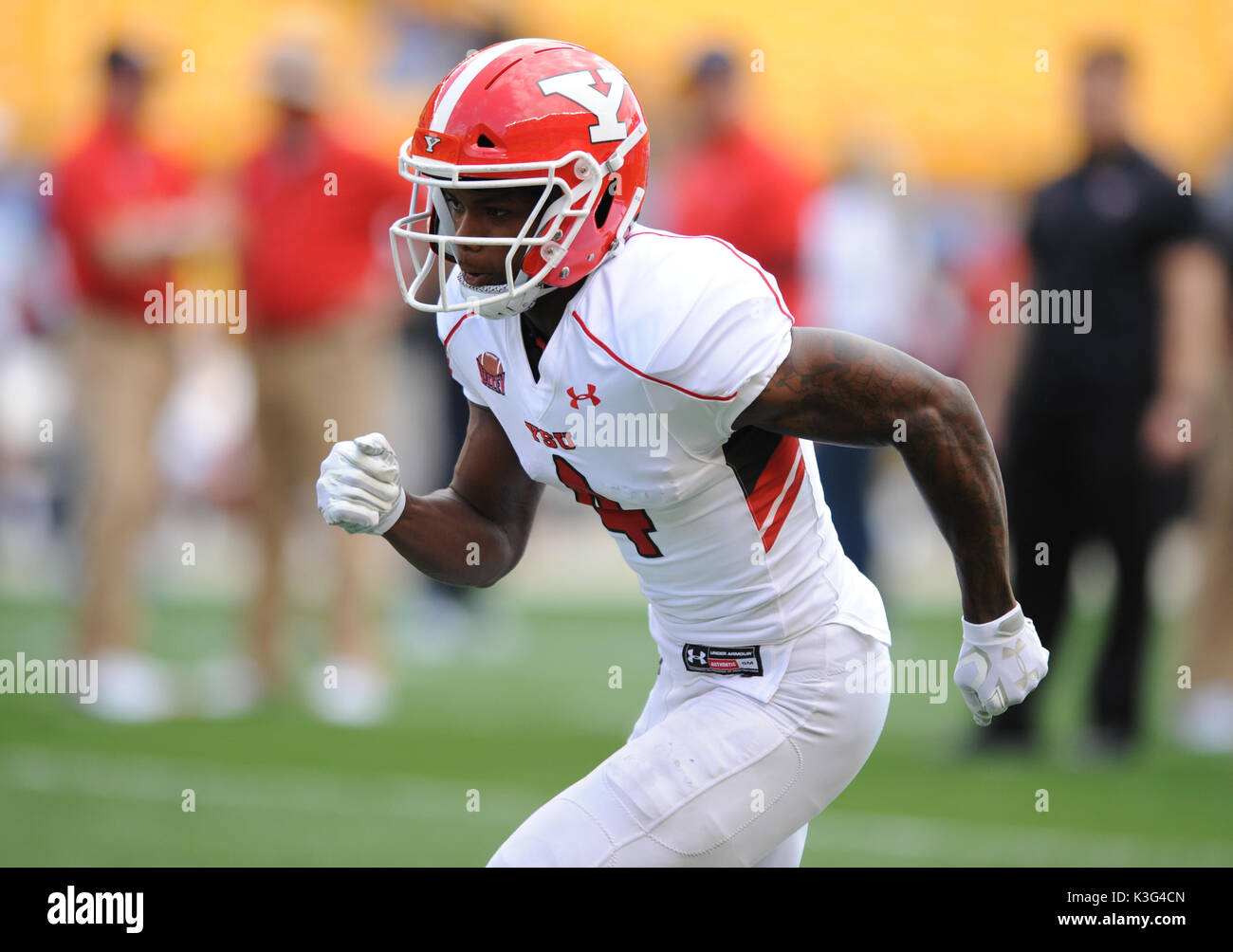 Pittsburgh, PA, USA. 2nd Sep, 2017. Damoun Patterson #4 during the Pitt ...