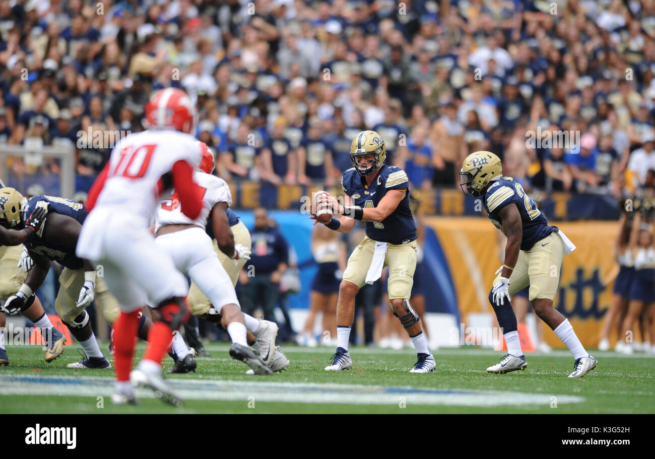 Pittsburgh, PA, USA. 2nd Sep, 2017. Max Browne #4 during the Pitt ...