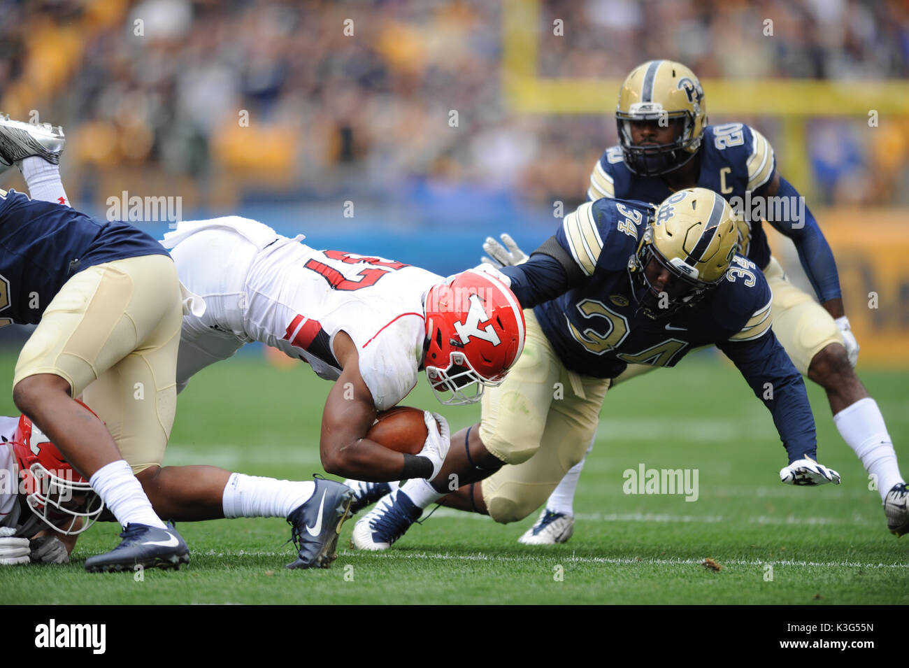 Pittsburgh, PA, USA. 2nd Sep, 2017. Tevin McCaster #37 and Amir Watts ...