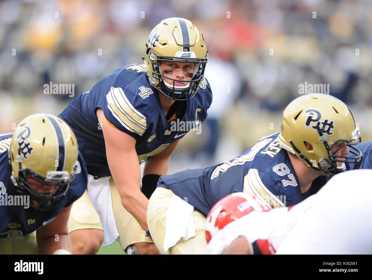 Pittsburgh, PA, USA. 2nd Sep, 2017. Max Browne #4 during the Pitt ...