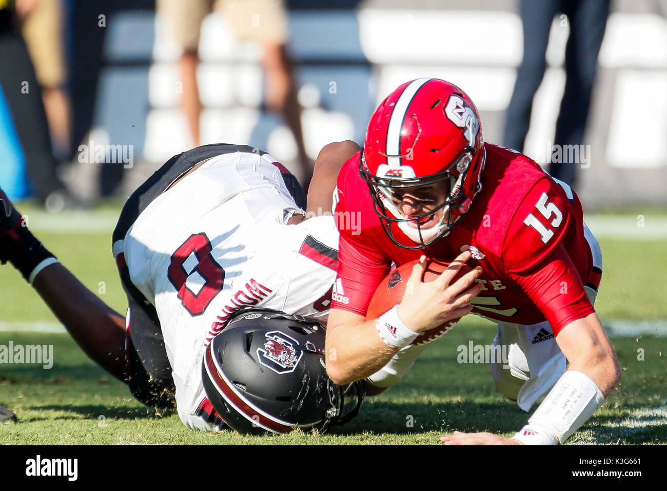 Charlotte, NC, USA. 2nd Sep, 2017. D.J. Wonnum (8) of the South ...