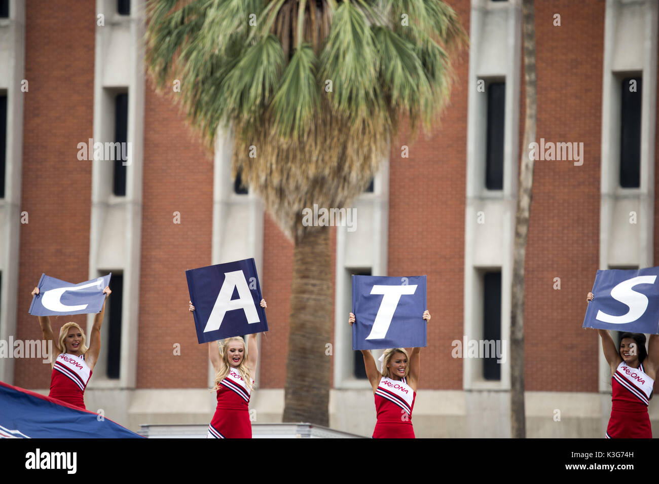 Tucson, Arizona, USA. 2nd Sep, 2017. Arizona Cheerleaders cheer CATS ...