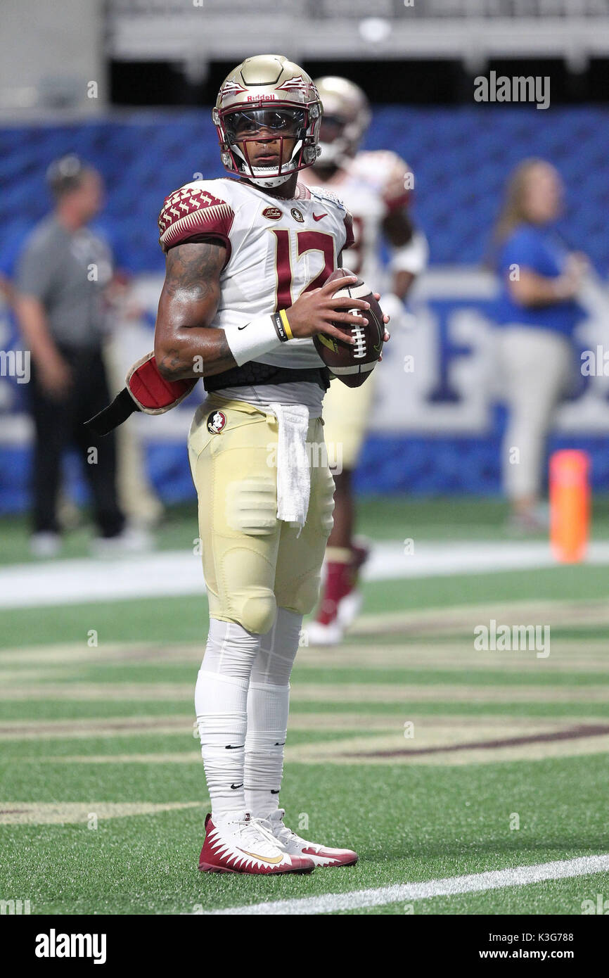 Atlanta, Georgia. 2nd Sep, 2017. FSU's Deondre Francois (12) prior to ...