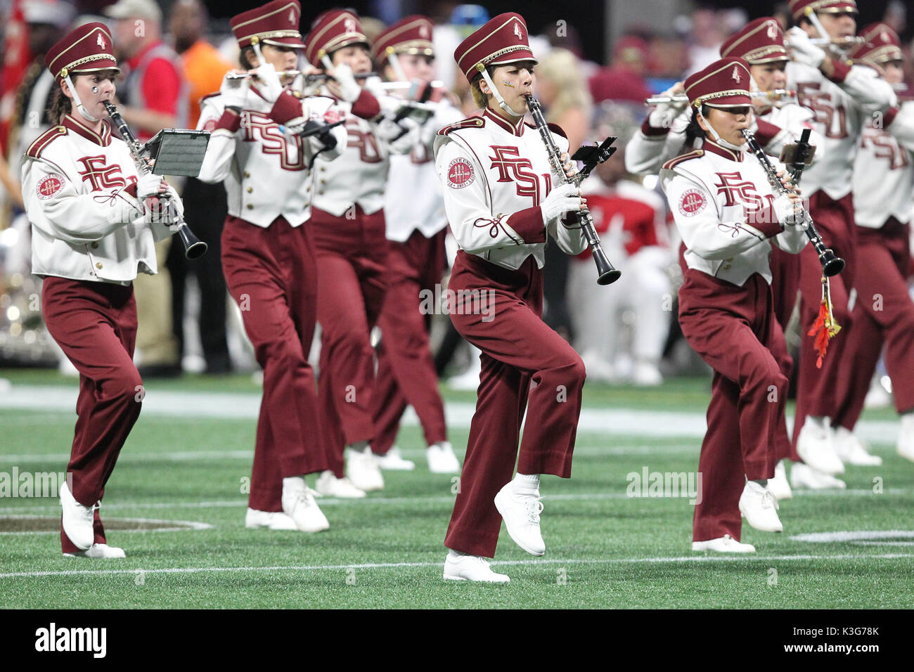 Atlanta, Georgia. 2nd Sep, 2017. The FSU band prior to the Chick-Fil-A ...