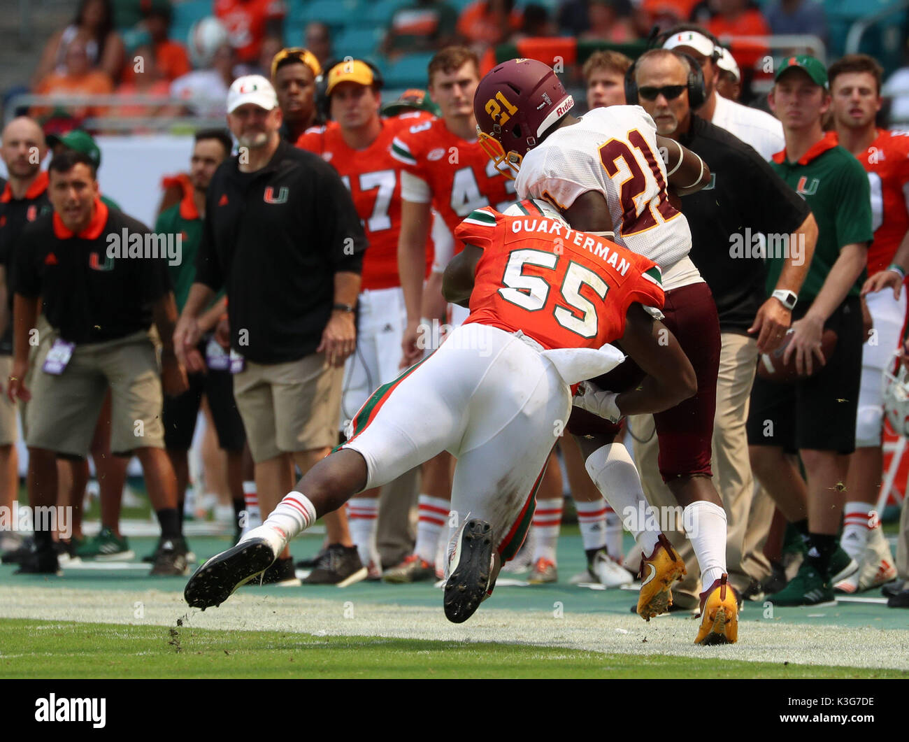 Miami Gardens, Florida, USA. 02nd Sep, 2017. Miami Hurricanes ...