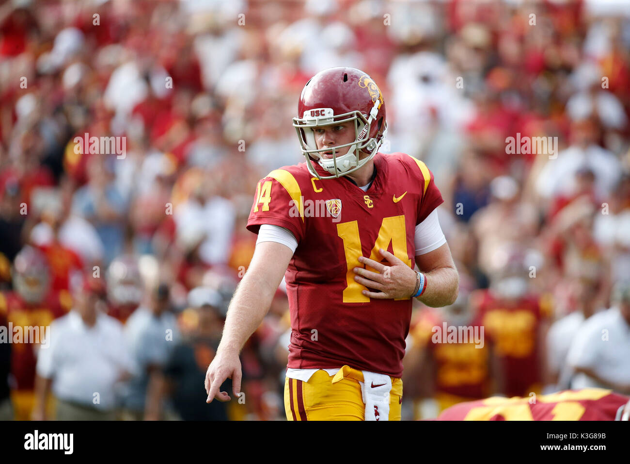 September 02, 2017 USC Trojans quarterback Sam Darnold #14 in action ...