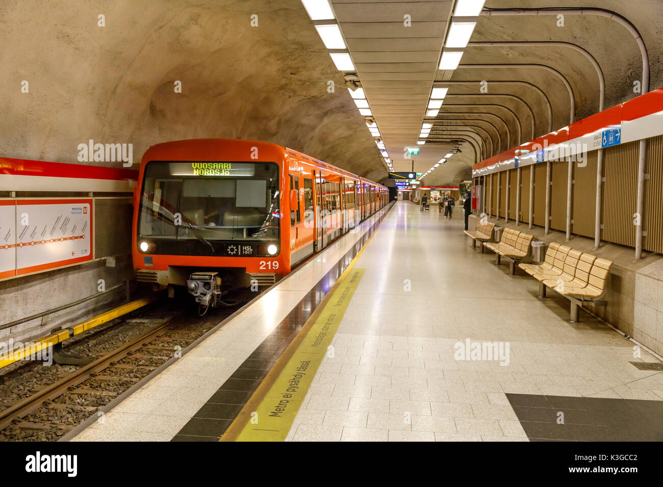 HELSINKI, FINLAND - AUGUST 13, 2017: Underground metro station in ...