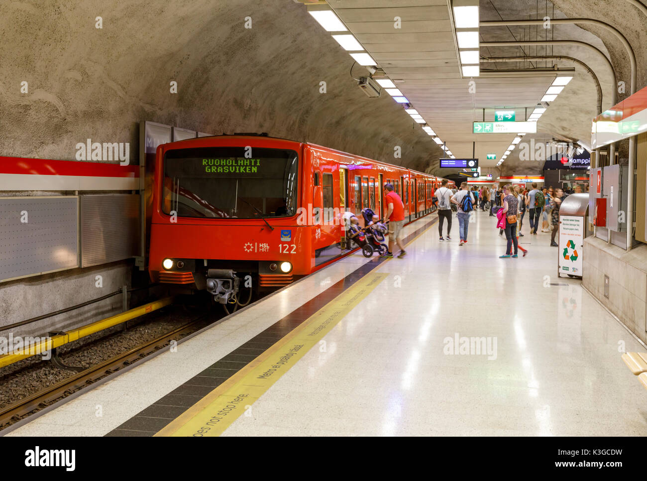 HELSINKI, FINLAND - AUGUST 13, 2017: Underground metro station in ...