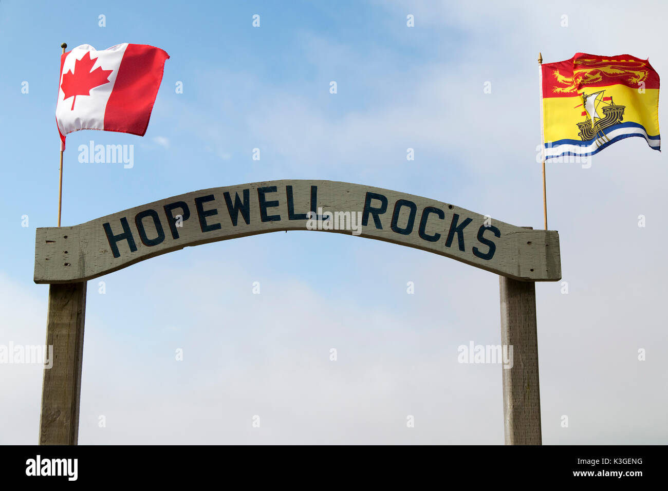 Sign for the Hopewell Rocks in New Brunswick, Canada. Also known as the ...