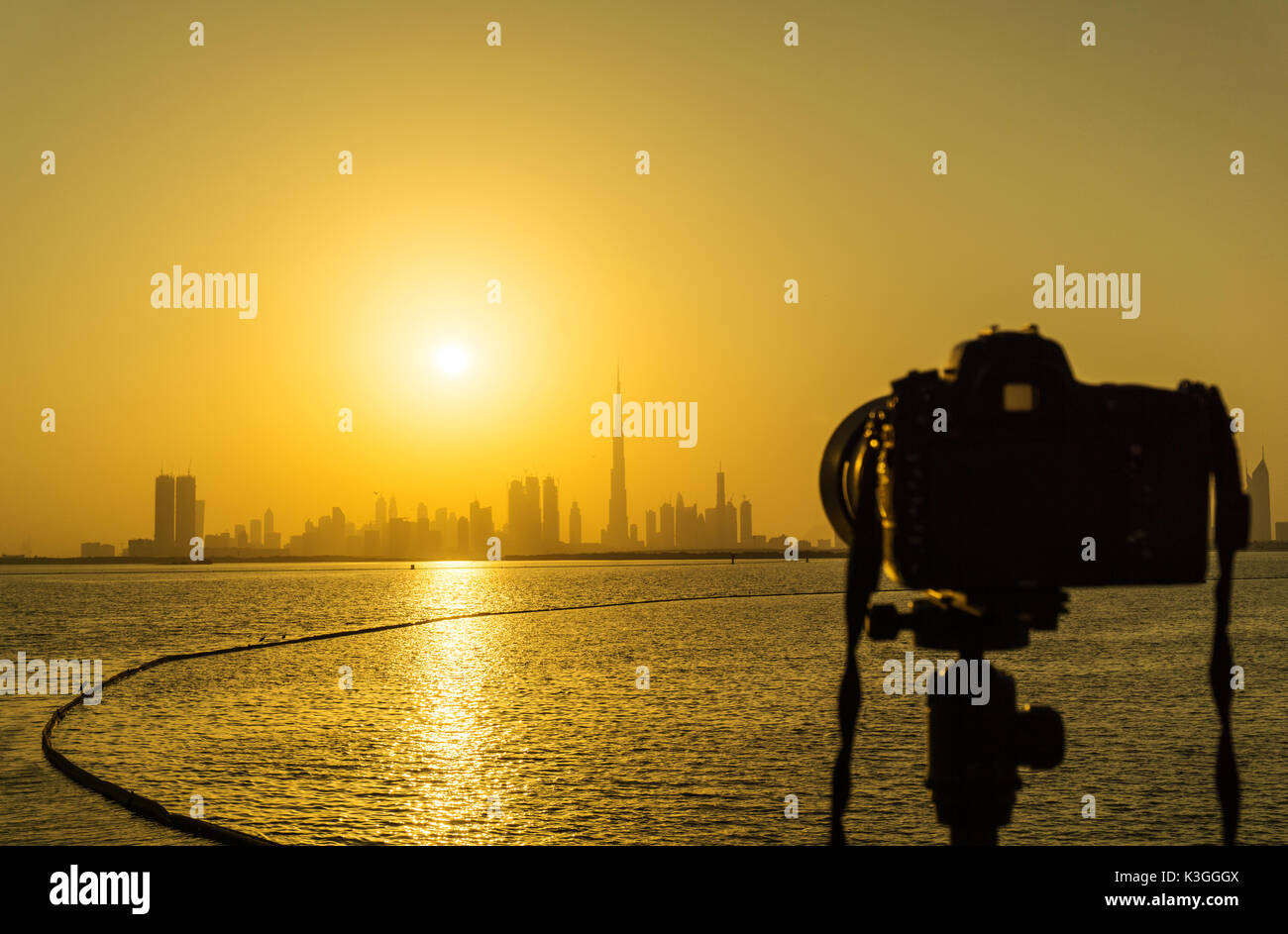 Shooting dubai skyline sunset use camera Stock Photo - Alamy