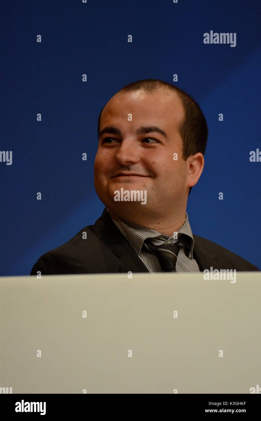 French National Front (FN) leader, David Rachline talks in Lyon, France ...